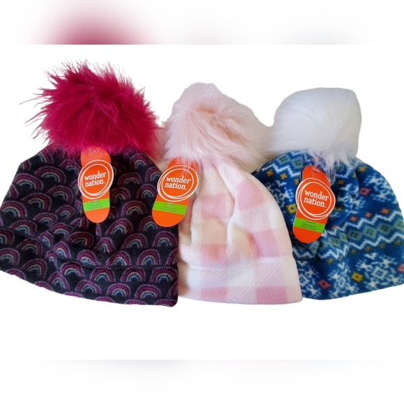 wonder nation | Accessories | Wonder Nation Toddler Pompom Caps Set Of ...